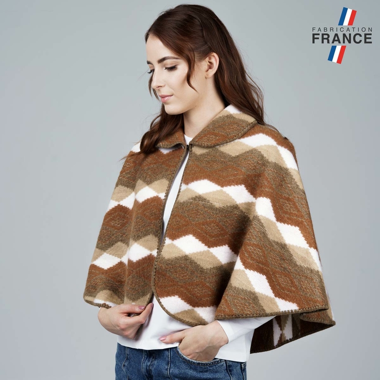 Cape Femme losanges Marron - Made in France