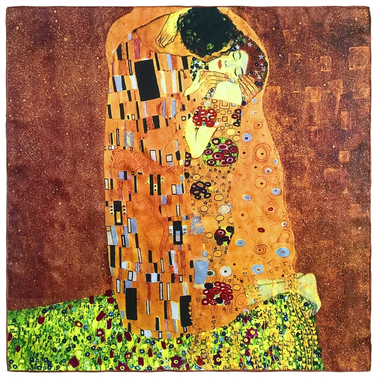 Carré de soie Femme Le Baiser de Gustav Klimt