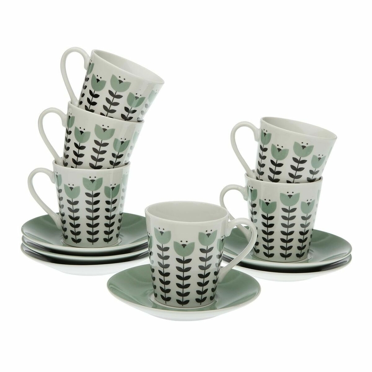 Jeu de 6 tasses avec plat Versa Erna Porcelaine - Ustensile/Tasses et ...