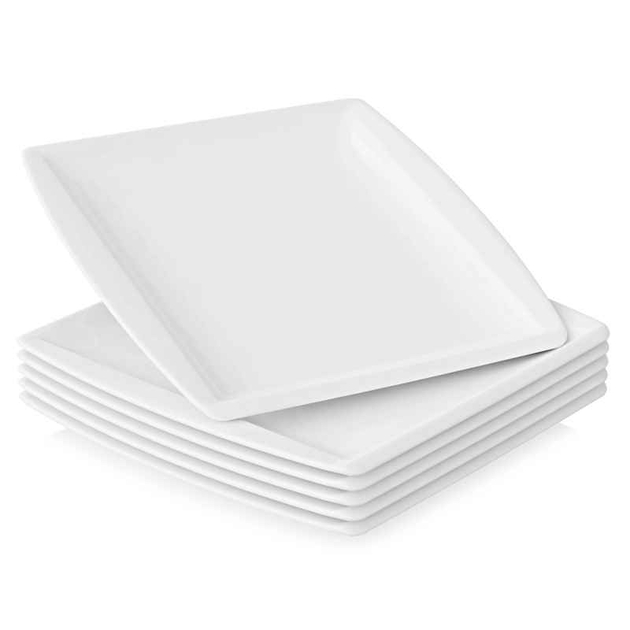 CAURI | Assiettes Carrées Modernes en Porcelaine Blanche