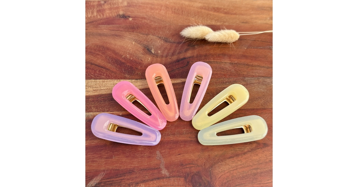 Collection 6 barrettes résines pastel - Barrette résine