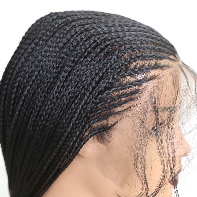 perruque Lace Front noir tressées avec raie au centre 13x6 - LACE WIG ...