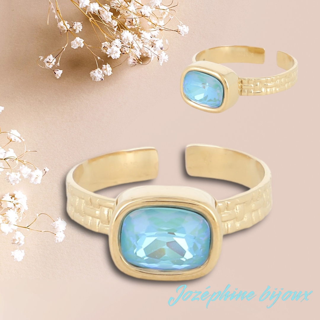 BAGUE DORÉE RECTANGULAIRE AQUA DELITE - Bagues/Les dorées - jozephine